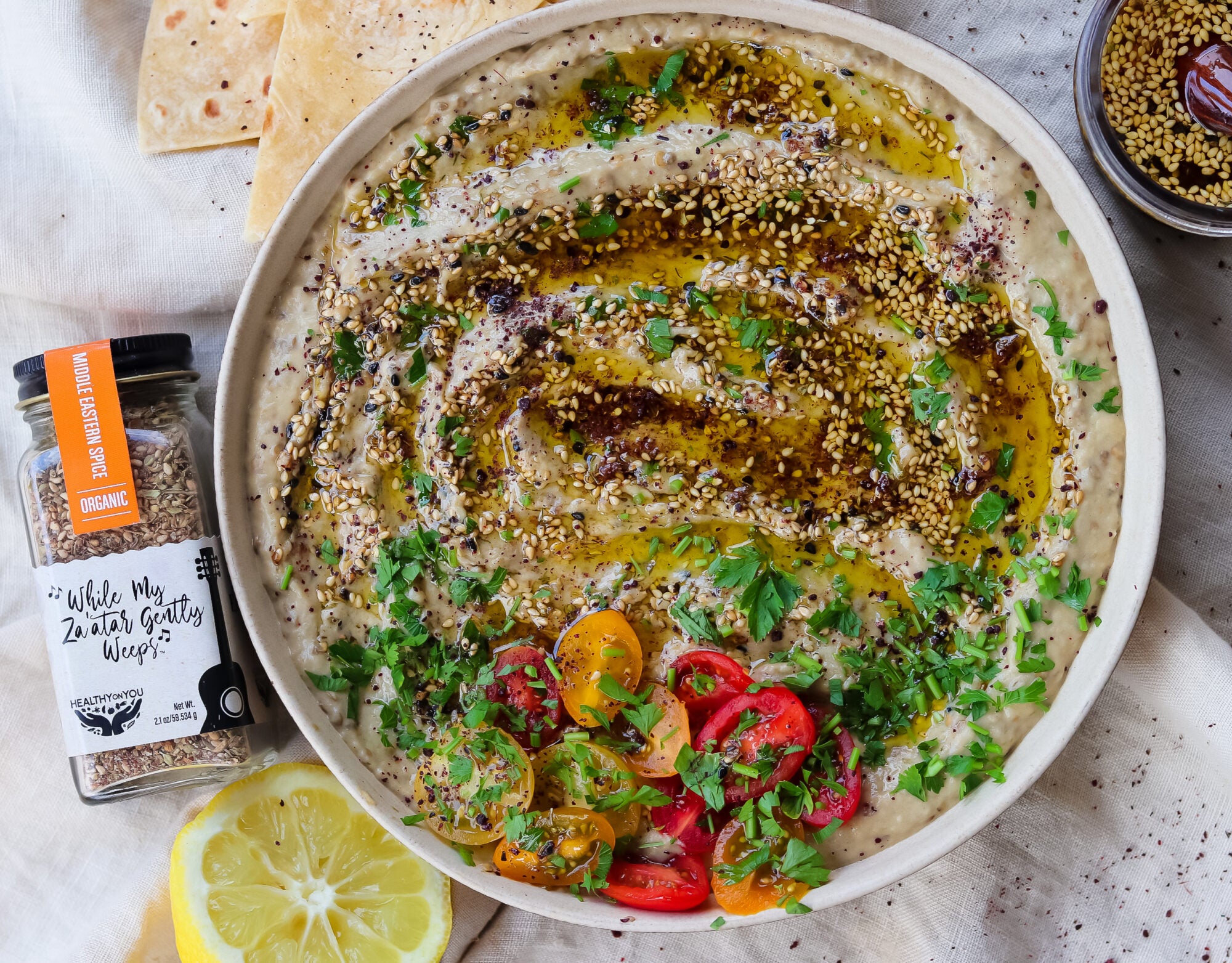 Eggplant Dip With Za’atar Oil